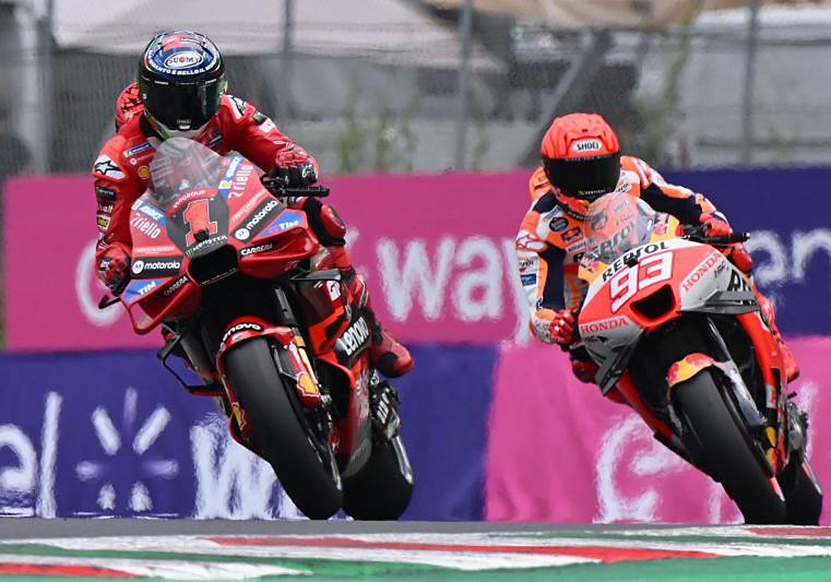 Bagnaia gana la carrera al esprint y Marc Márquez entra séptimo tras un toque con Miller