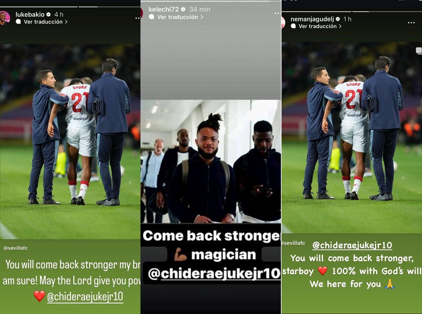 Los mensajes de apoyo del vestuario del Sevilla a Ejuke tras su grave ...