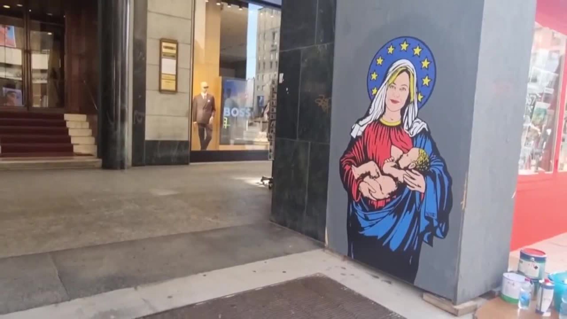 "Santa Giorgia", el mural con la figura de Meloni que se ha pintado en ...