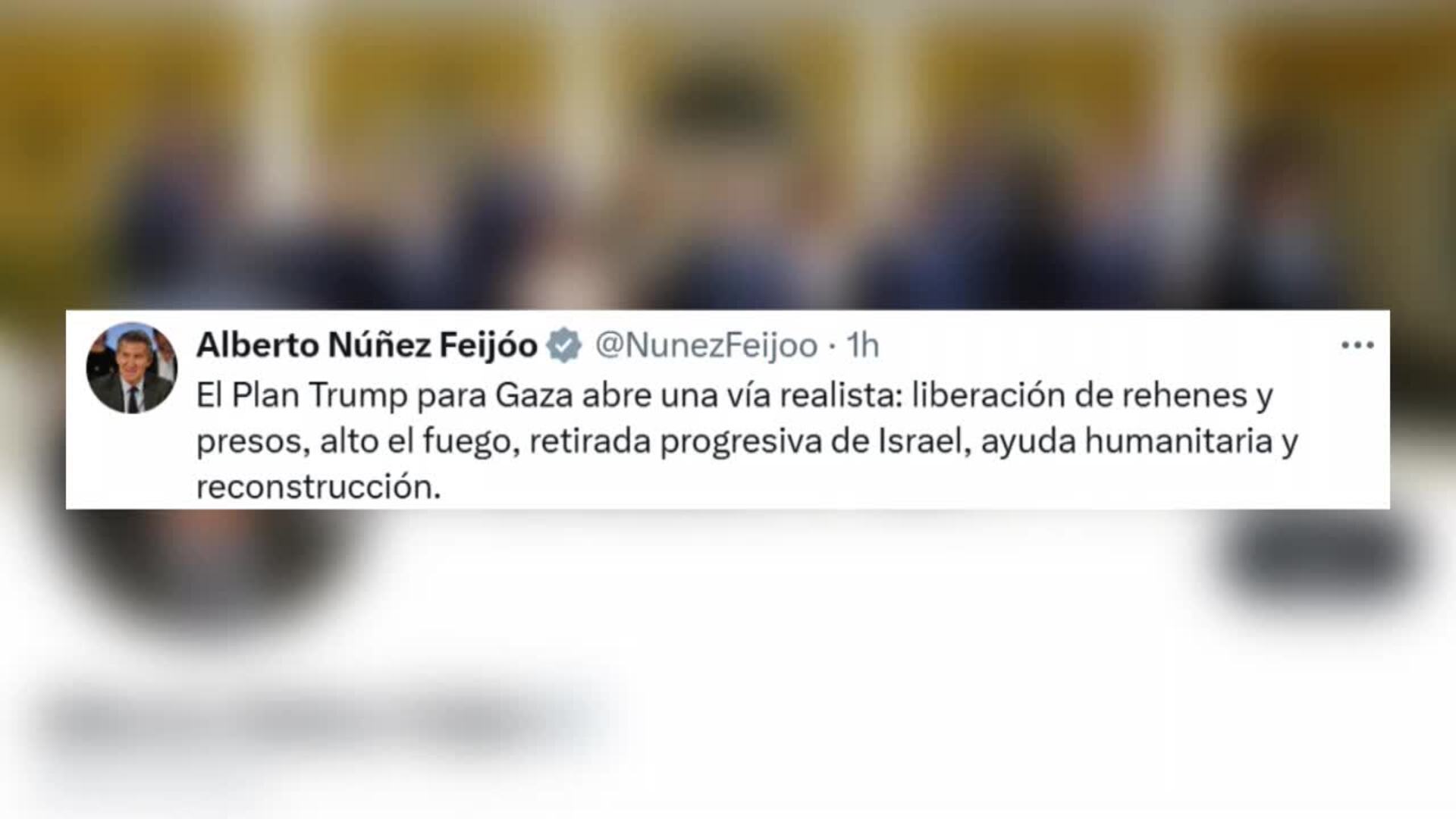Feijóo ve el plan de Trump para Gaza como "una vía realista" para la paz