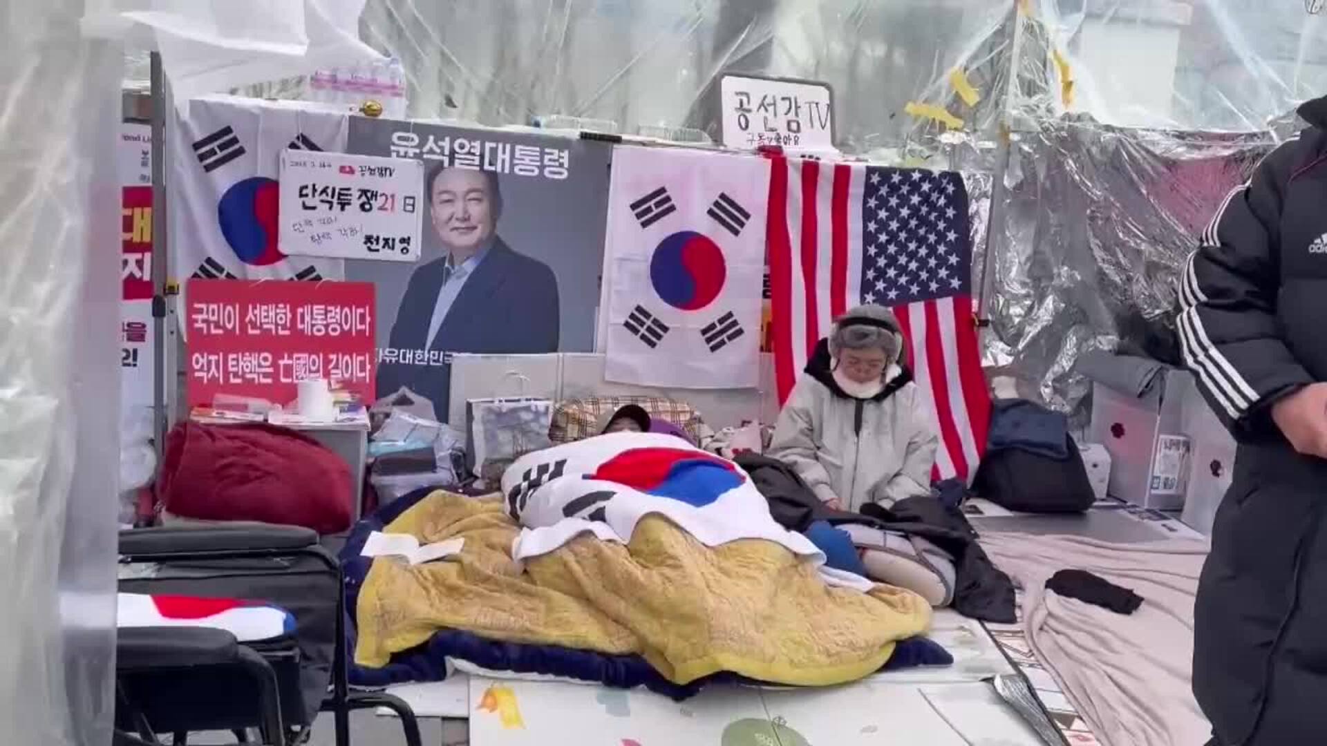 Simpatizantes del presidente surcoreano se concentran frente al ...