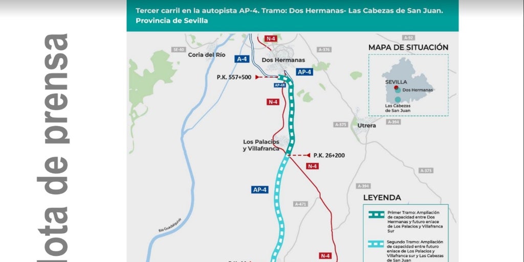 El Gobierno licita la redacción del proyecto del tercer carril de la AP-4 entre Sevilla y Las ...