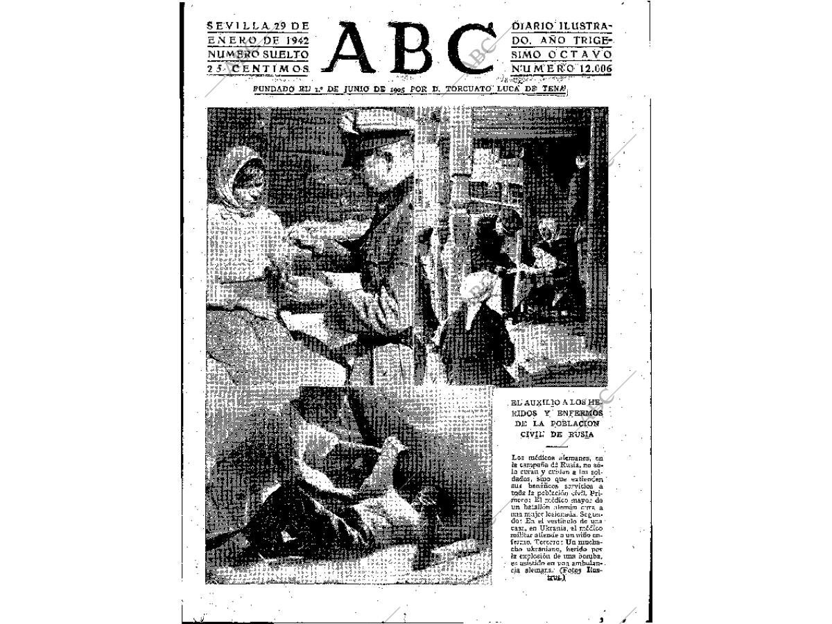 Periódico ABC SEVILLA 29-01-1942,portada - Archivo ABC
