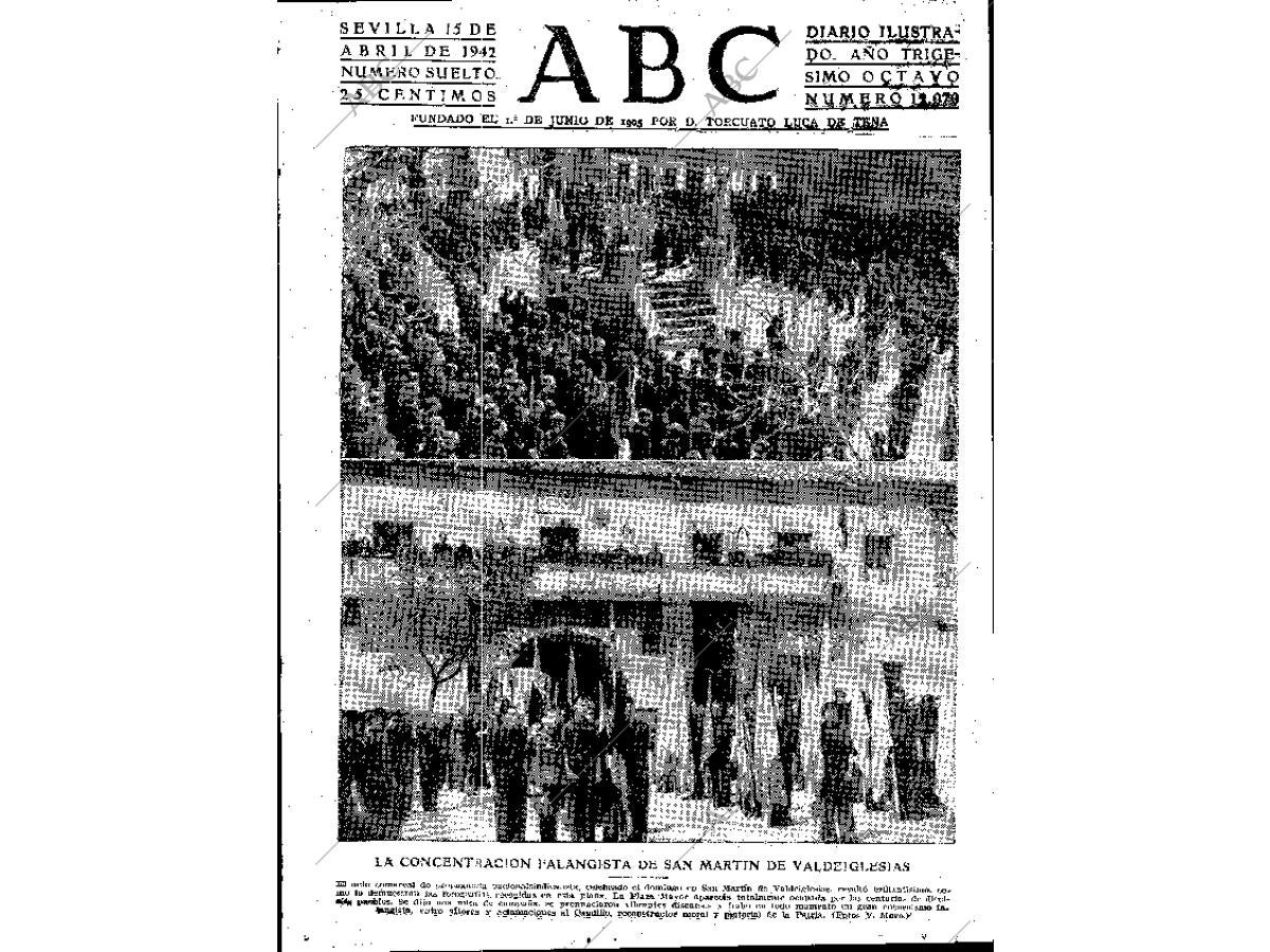 Periódico ABC SEVILLA 15-04-1942,portada - Archivo ABC
