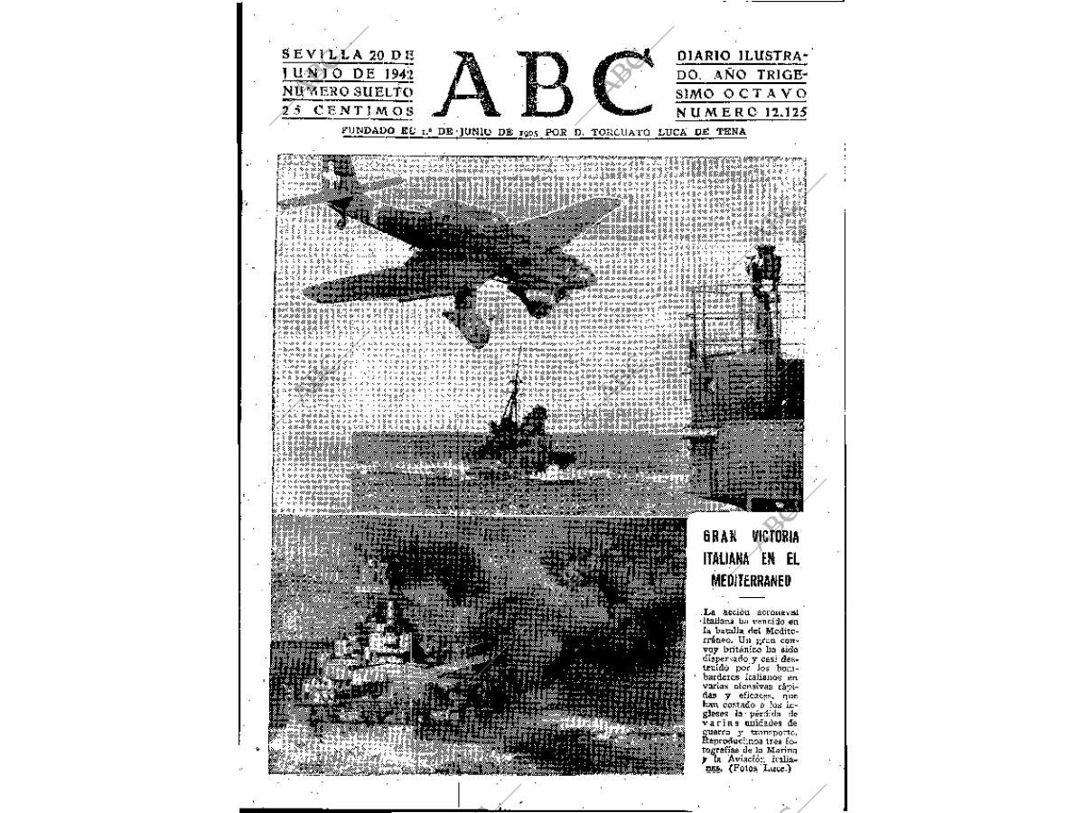 Periódico ABC SEVILLA 20-06-1942,portada - Archivo ABC