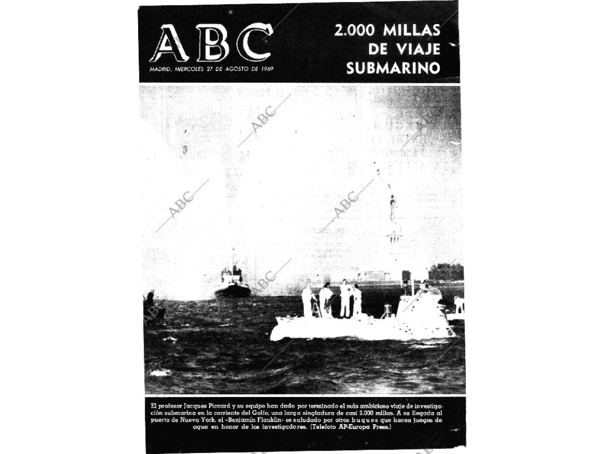 Periódico ABC MADRID 27-08-1969,portada - Archivo ABC