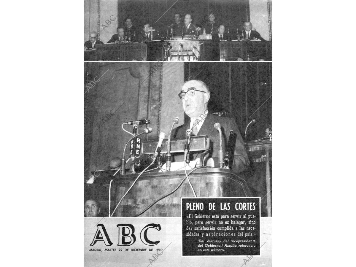 Periódico ABC MADRID 22-12-1970,portada - Archivo ABC