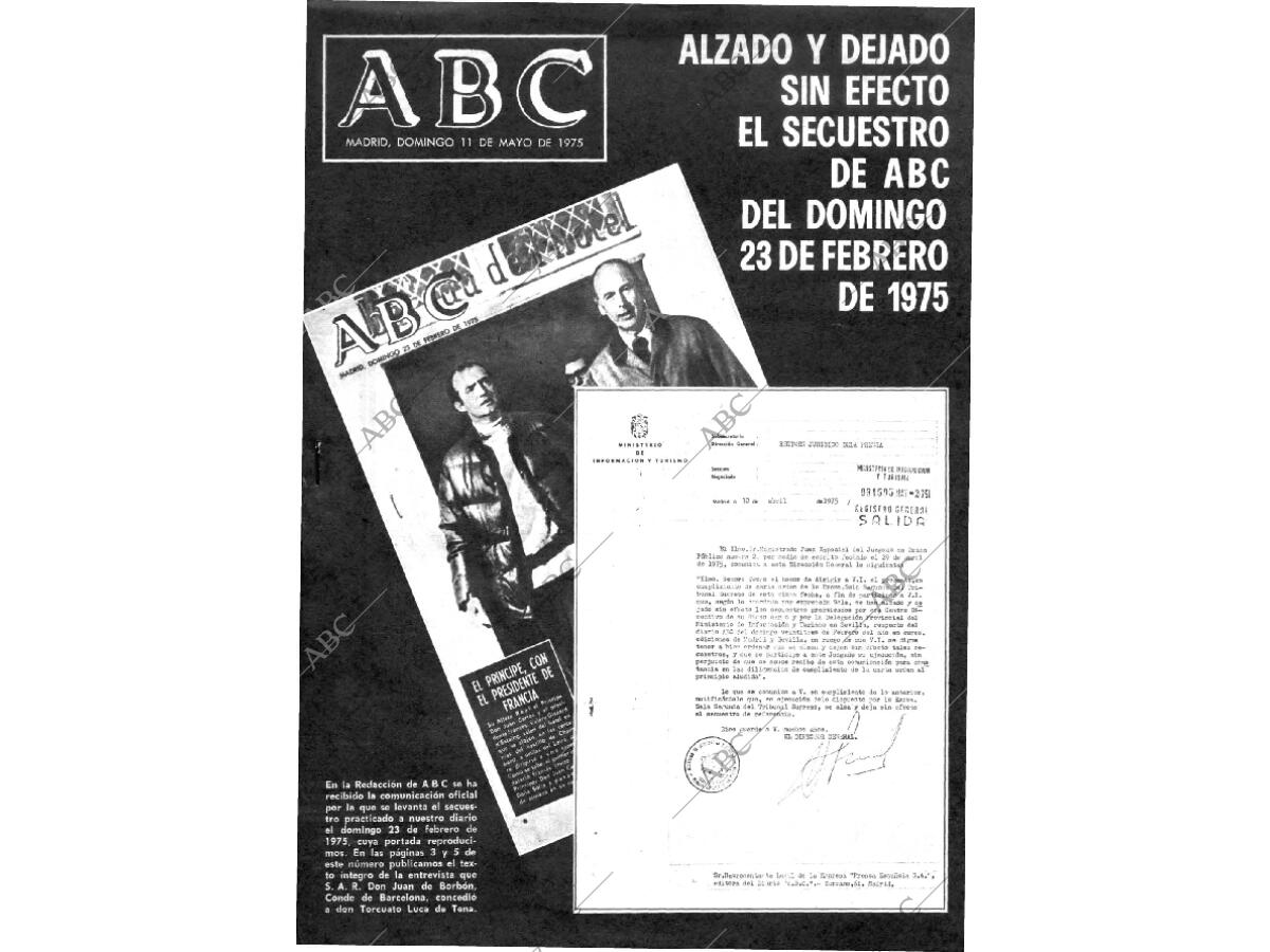 Periódico ABC MADRID 11-05-1975,portada - Archivo ABC