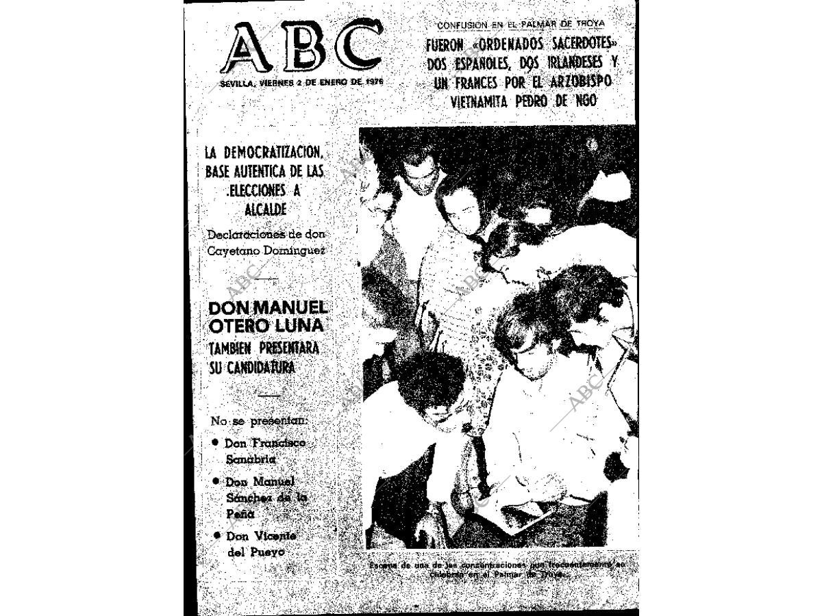 Periódico ABC SEVILLA 02-01-1976,portada - Archivo ABC