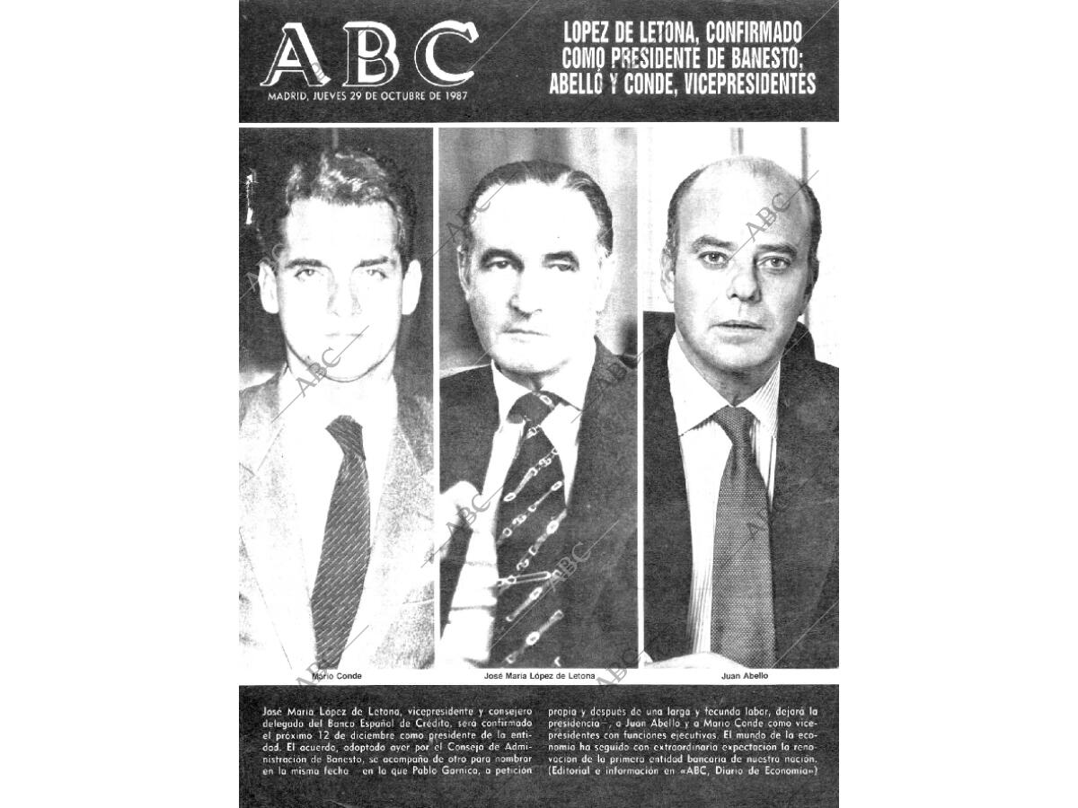 Periódico ABC MADRID 29-10-1987,portada - Archivo ABC