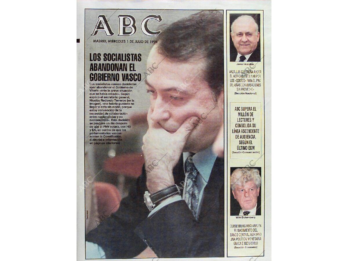 Periódico ABC MADRID 01-07-1998,portada - Archivo ABC