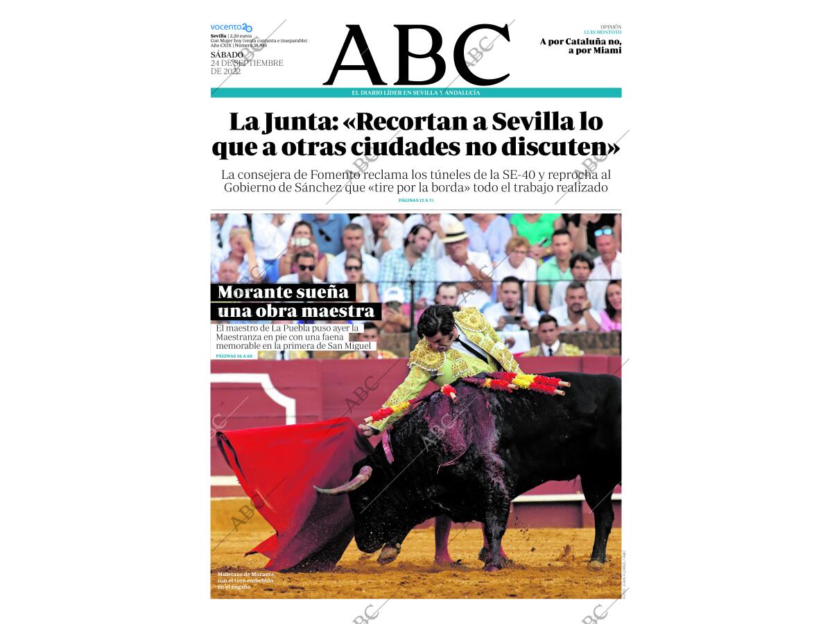 Periódico ABC SEVILLA 24-09-2022,portada - Archivo ABC