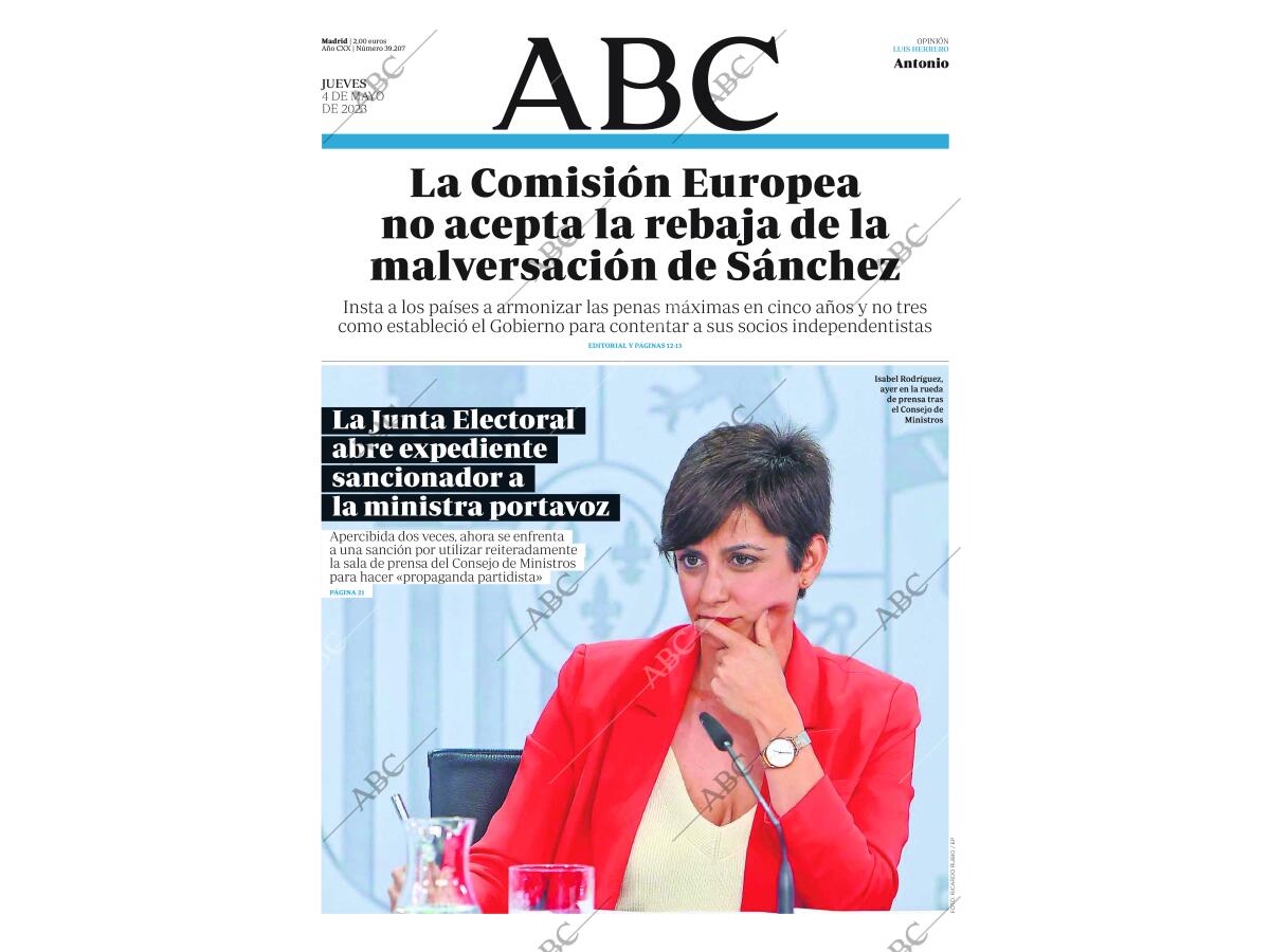 Periódico ABC MADRID 04-05-2023,portada - Archivo ABC
